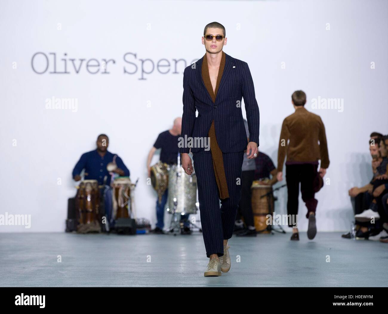 Models on the catwalk during the Oliver Spencer Spring/ Summer 2017 ...