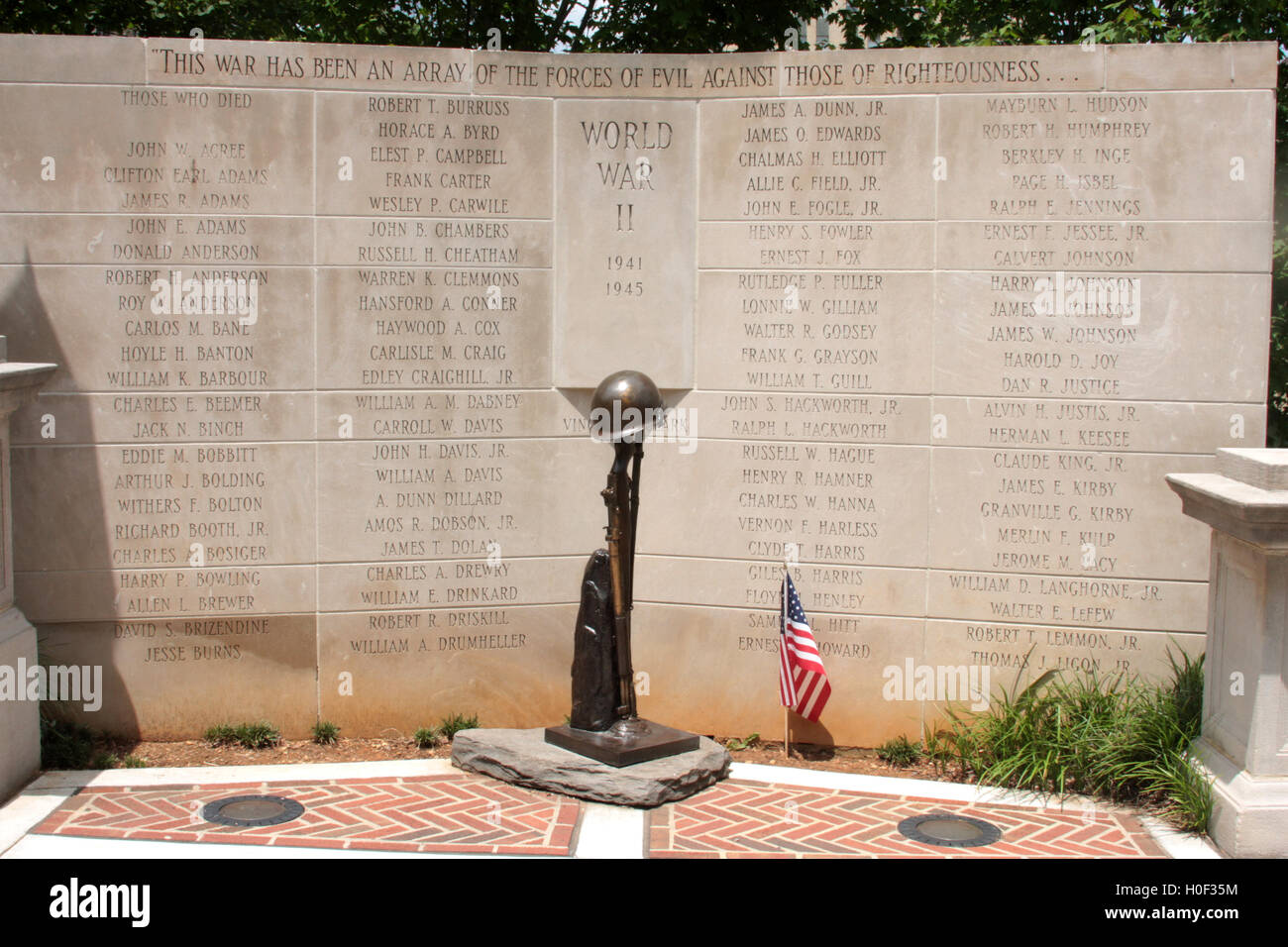 Lynchburg, Virginia, USA. Memorial for local heroes in World War II, on ...
