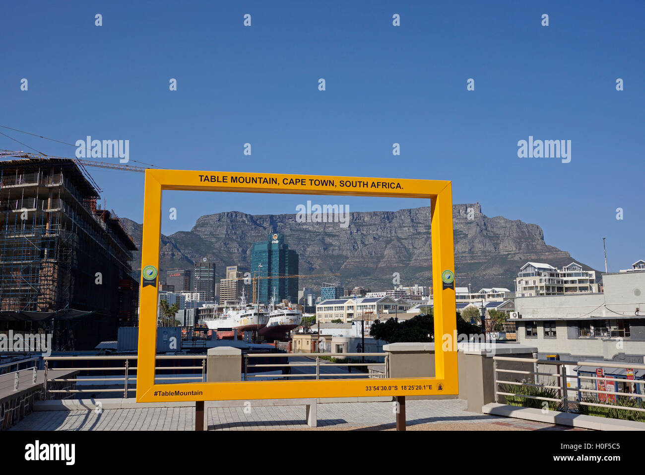 Yellow frame at the Victoria & Alfred Waterfront , Cape Town , South ...