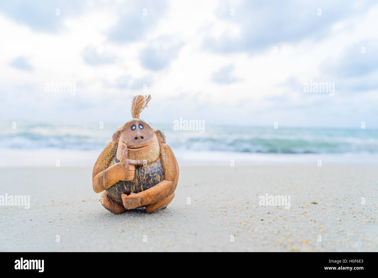 Coconut monkey on the beach in THailand Stock Photo - Alamy