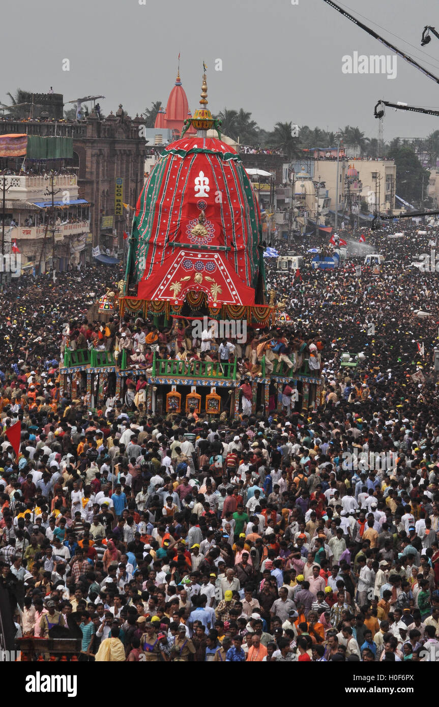Puri, Odisha, India - July 3, 2011 : Decorated chariot of Lord ...