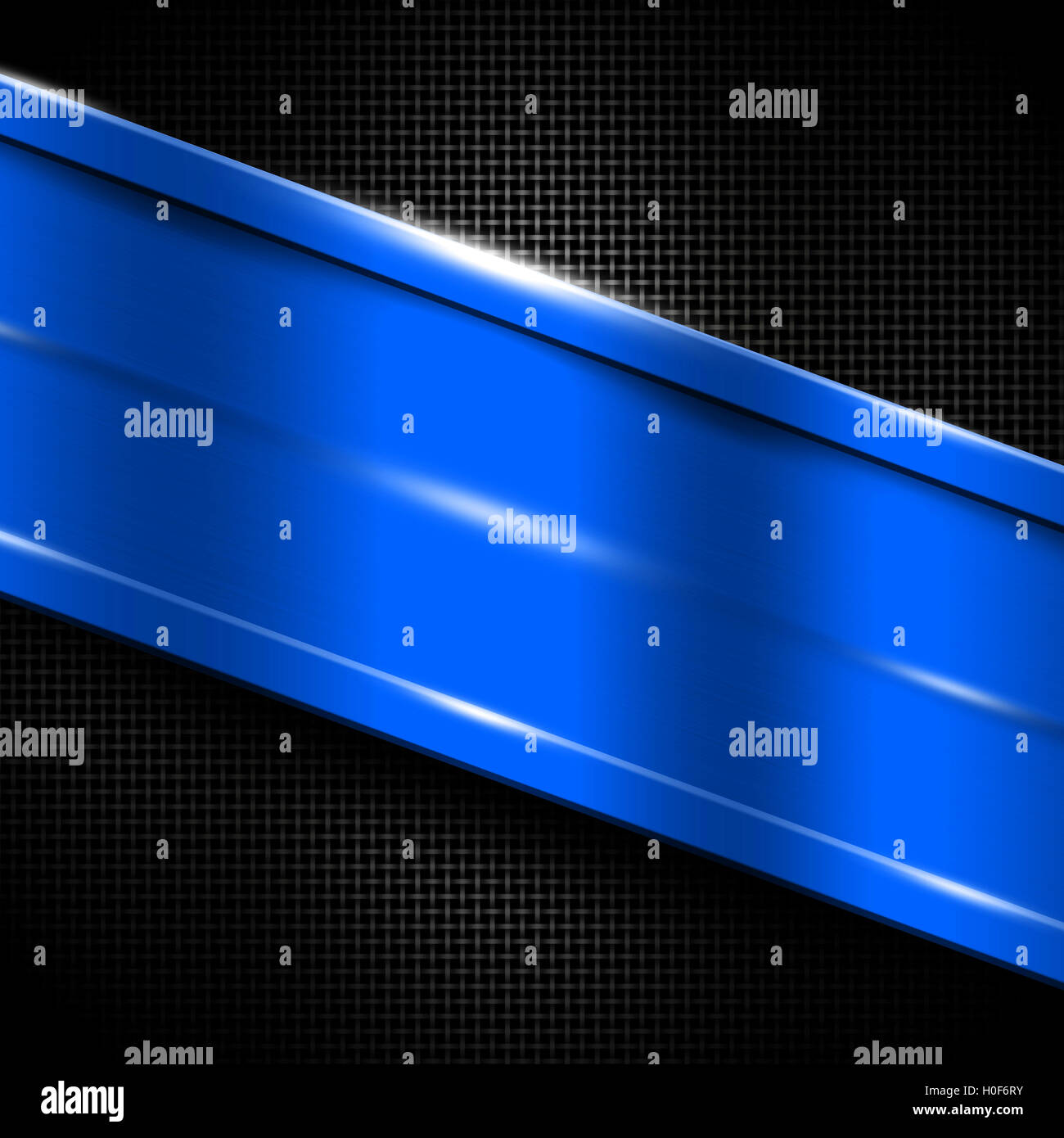 blue metal frame on black metallic mesh. metal background. 3d ...