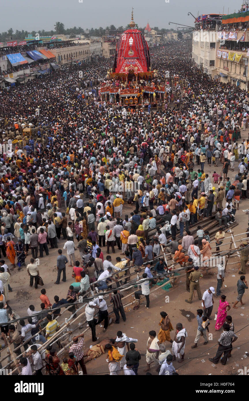 Puri, Odisha, India- July 3, 2011: Massive chariot of Lord Balbhadra ...