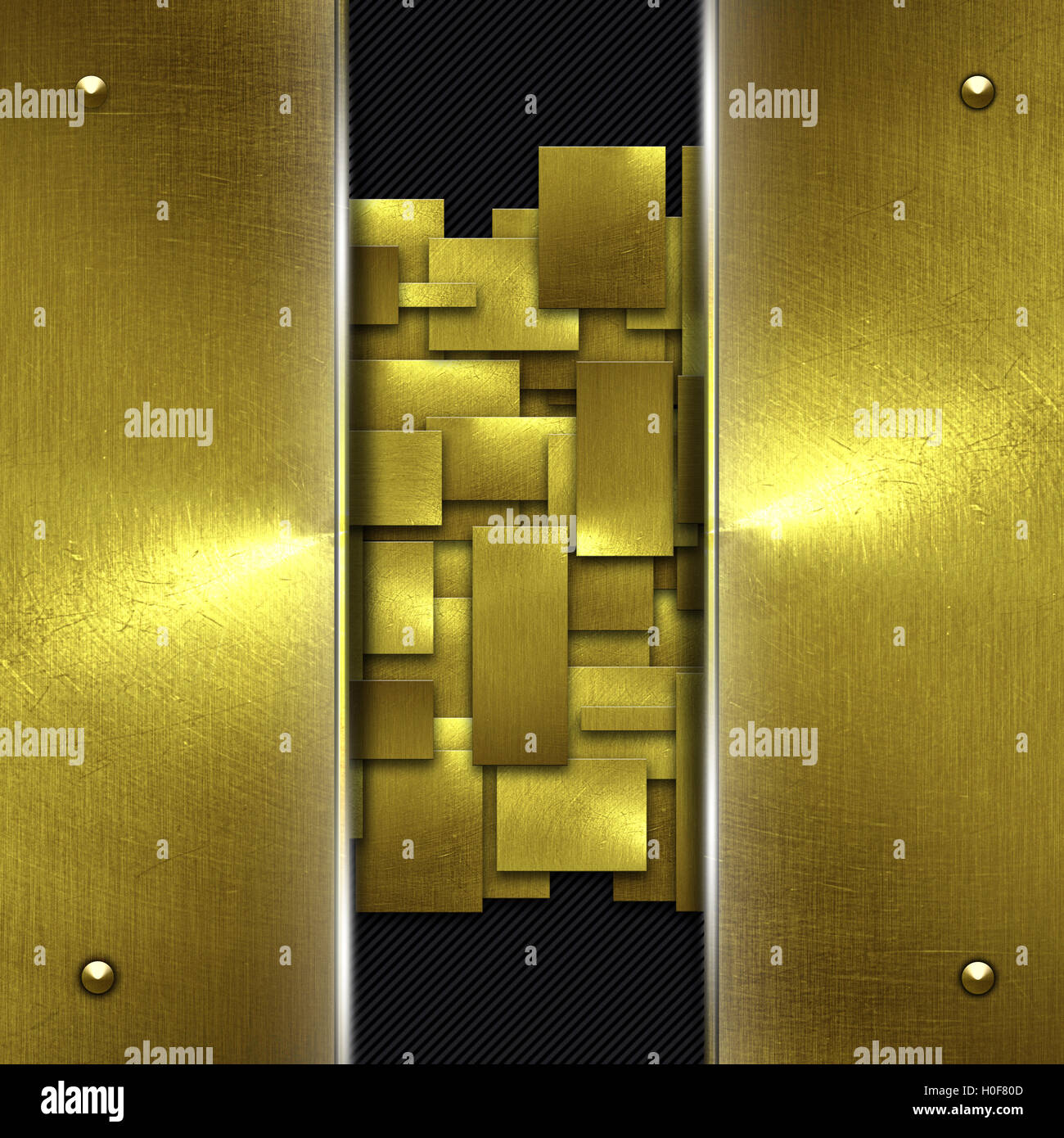 shiny gold fix wall on black carbon fiber. gold background and texture ...