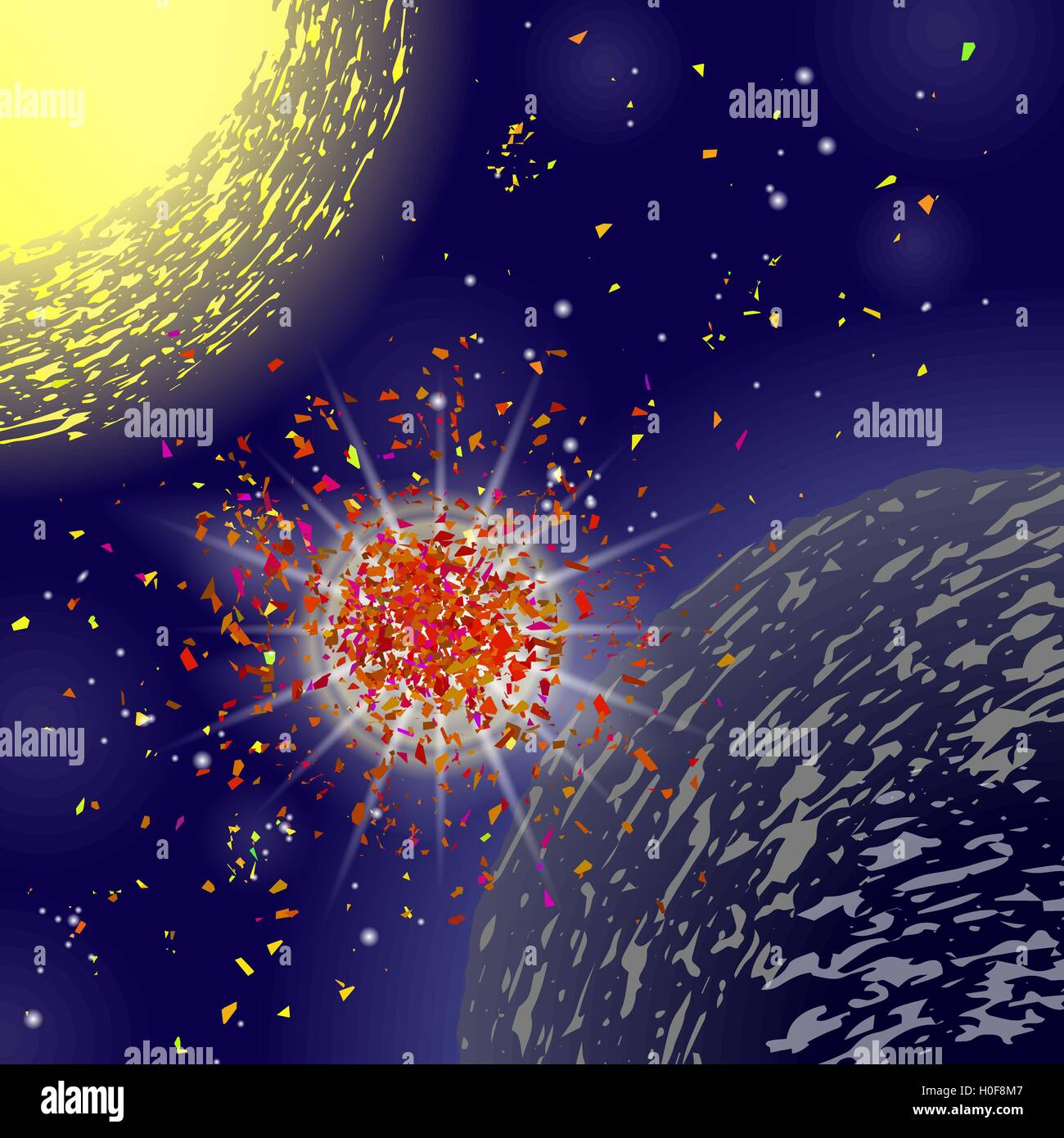 Big Red Explosion on Blue Space Background Stock Vector Image & Art - Alamy