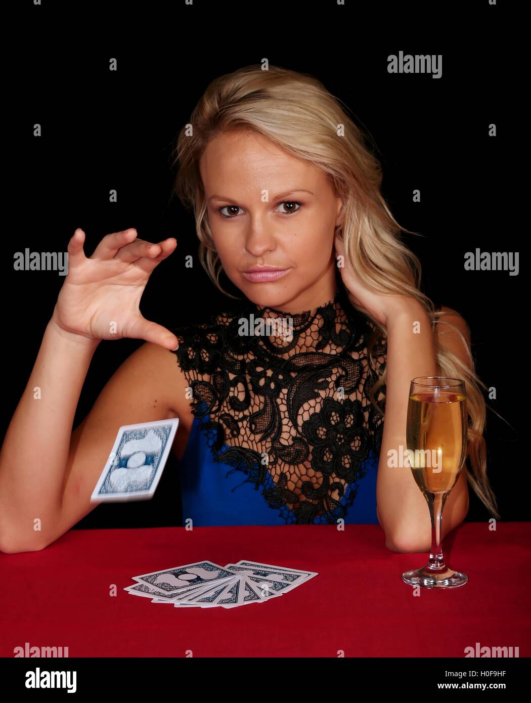 Beautiful Poker Player Stock Photo - Alamy