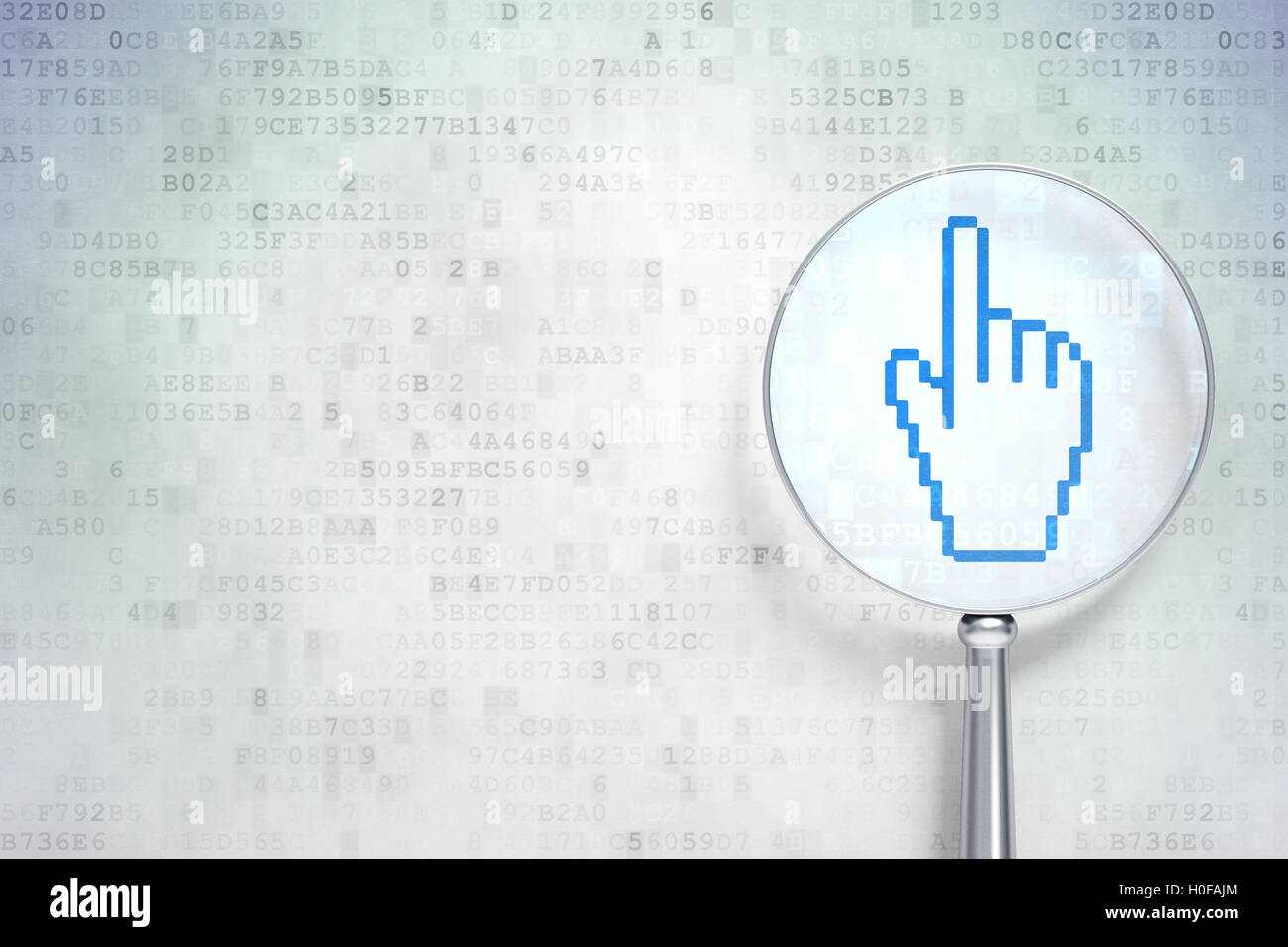 Web development concept: Mouse Cursor with optical glass Stock Photo ...