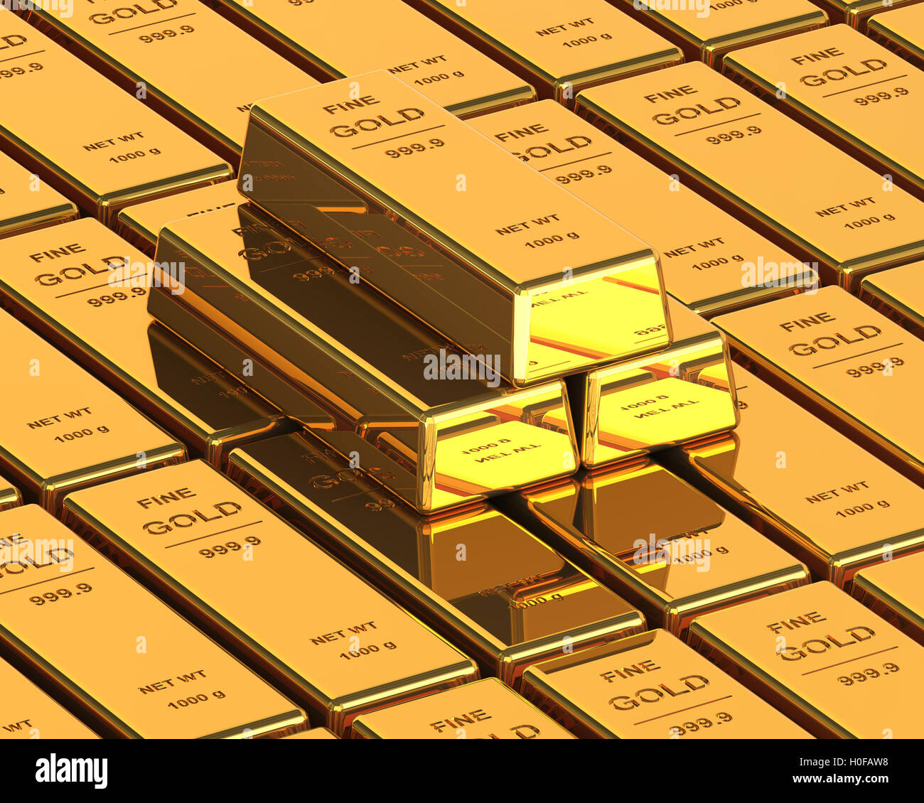 Big Set of Gold bars Stock Photo - Alamy