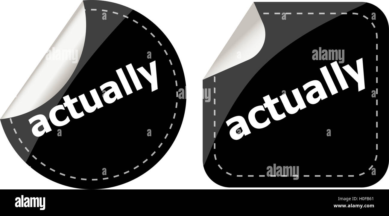 actually black stickers set, icon button Stock Photo - Alamy