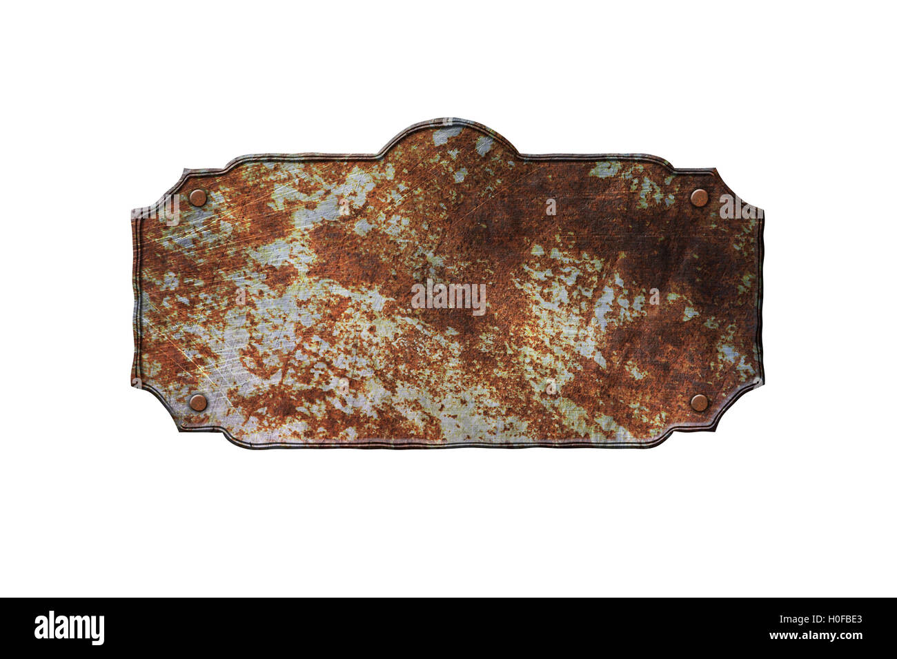 old metal sign board on isolated white background. western style. 3d ...