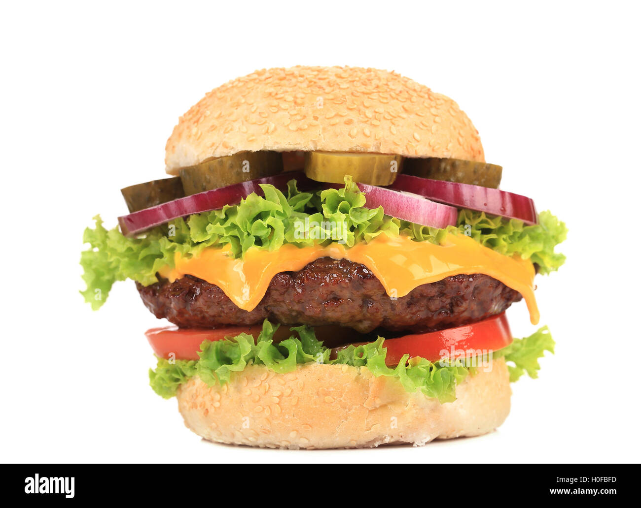 Big appetizing fast food hamburger Stock Photo - Alamy