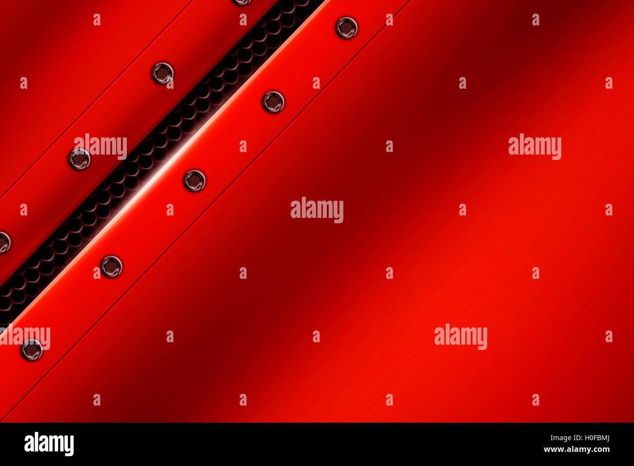 red metal background with rivet on gray metallic mesh. background and ...