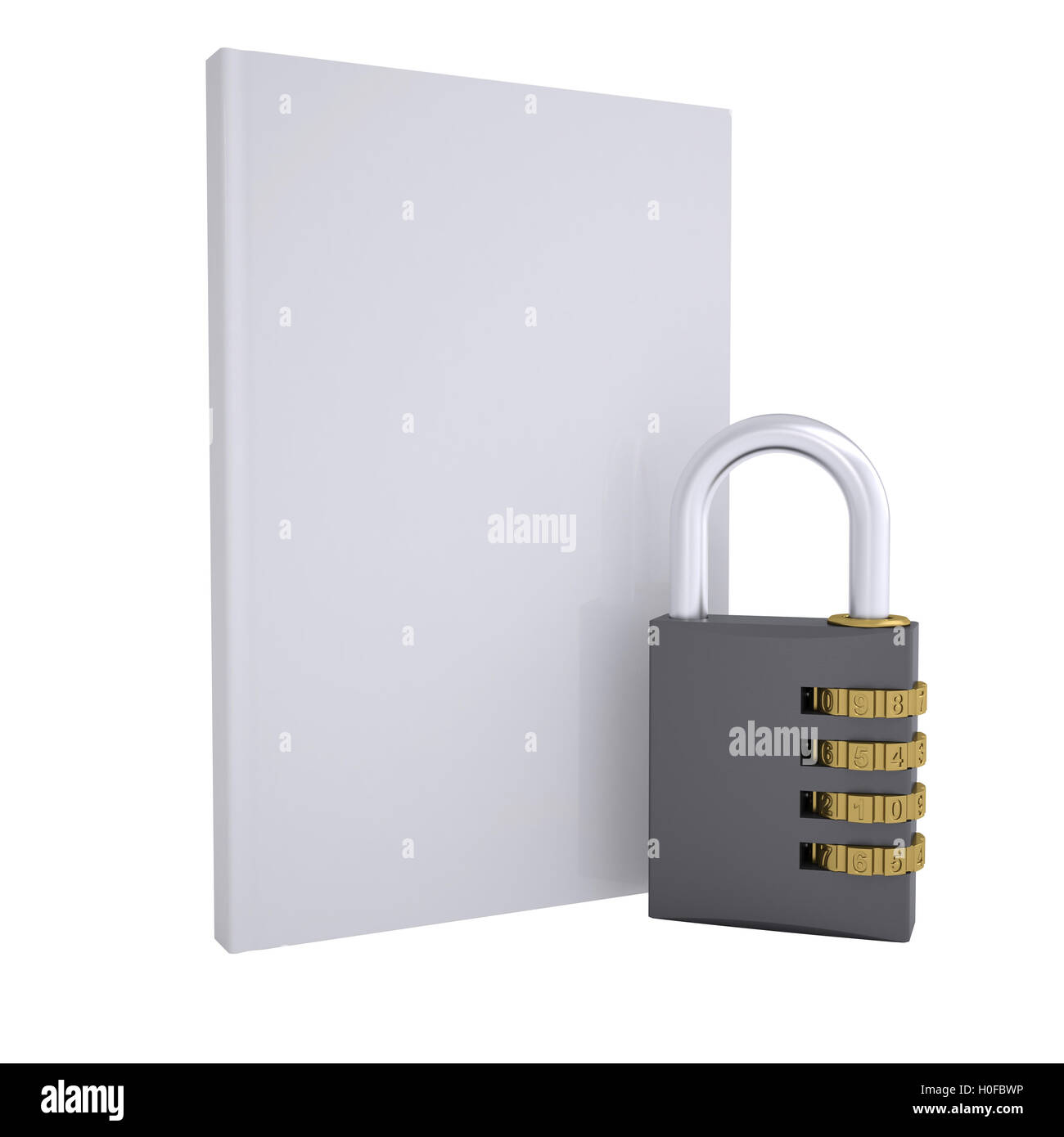Combination lock and white book Stock Photo - Alamy