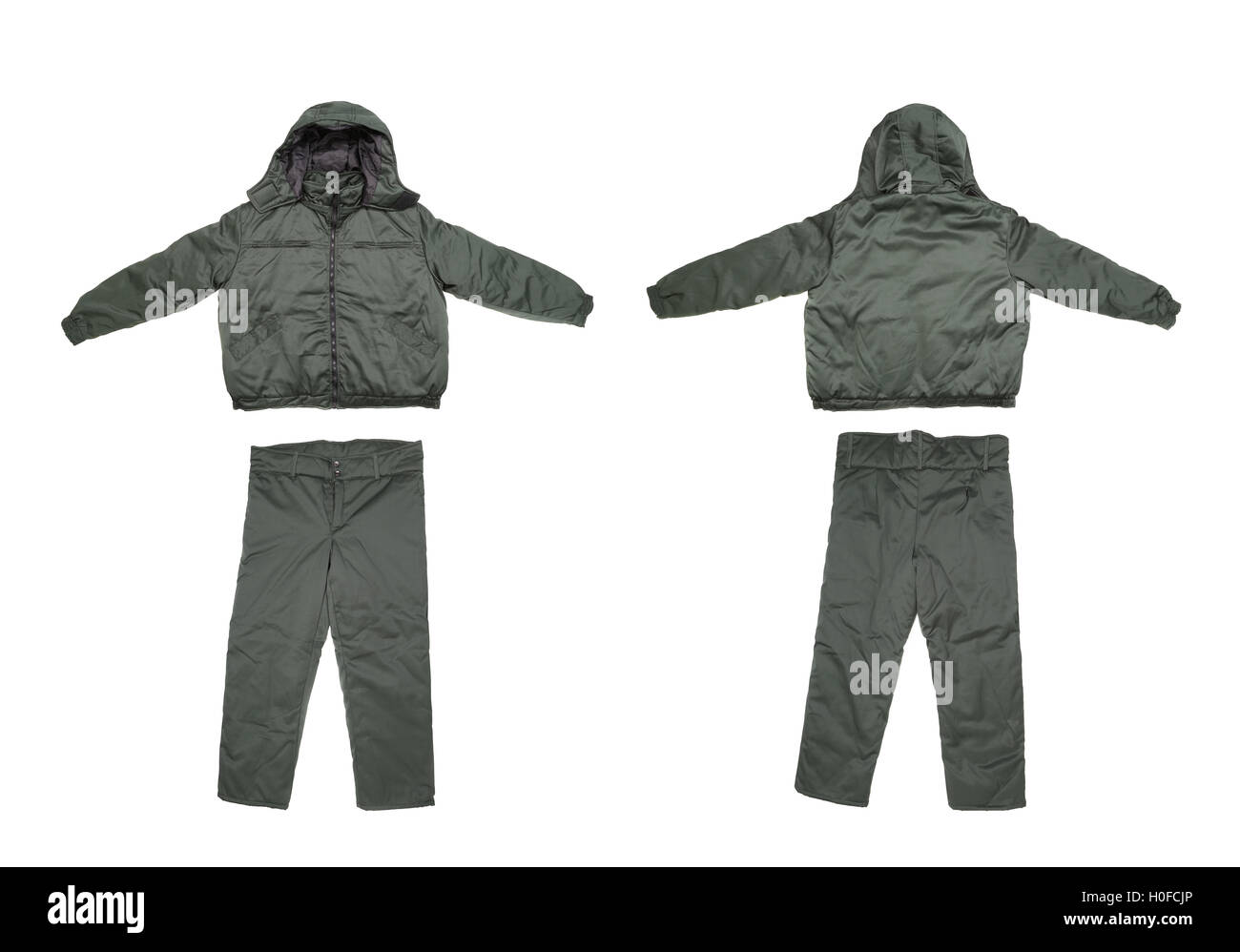 Pair of green work wear Stock Photo - Alamy