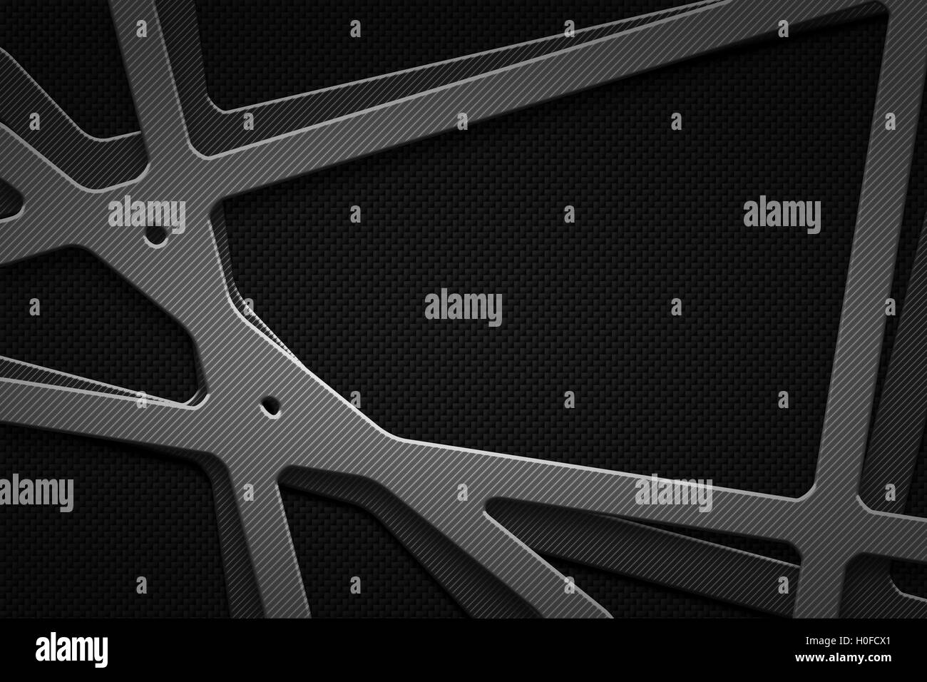 gray carbon fiber frame on black carbon background. metal background ...