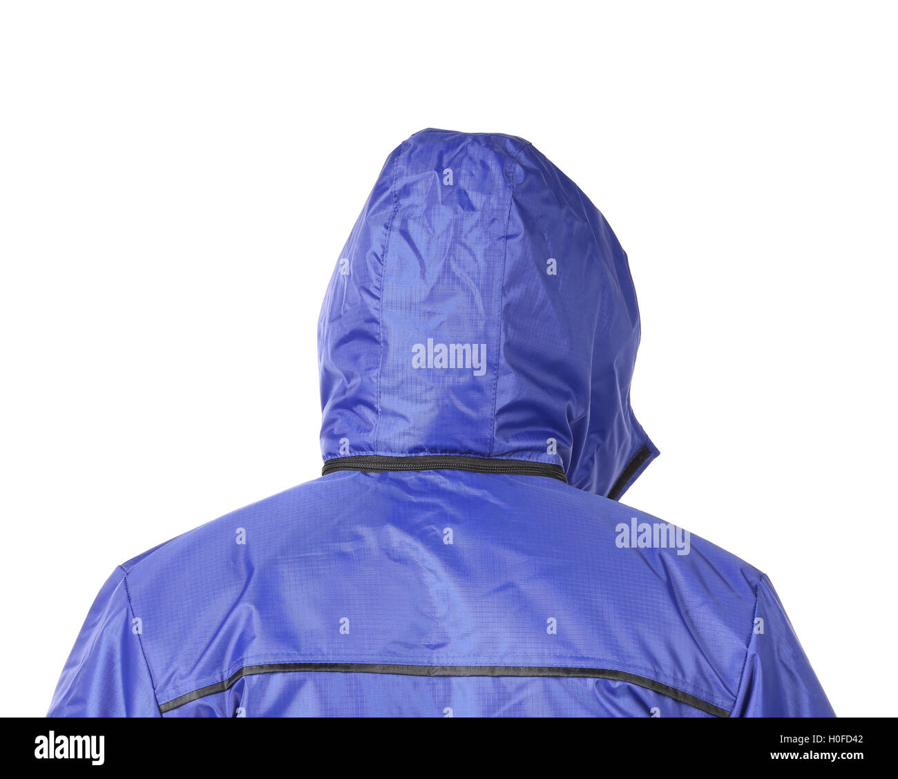 Closeup of man's blue jacket hood Stock Photo - Alamy