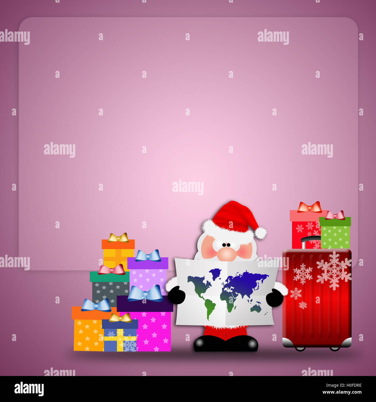 Santa with map Stock Photo - Alamy