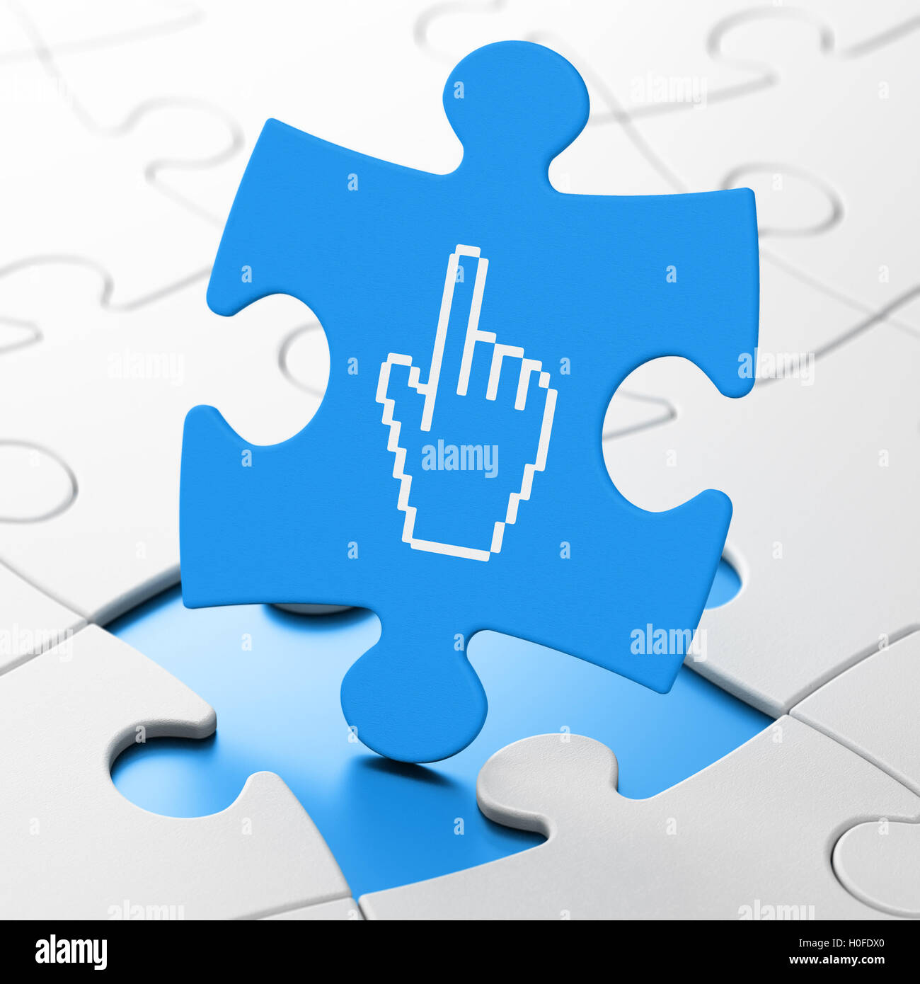 Social media concept: Mouse Cursor on puzzle background Stock Photo - Alamy