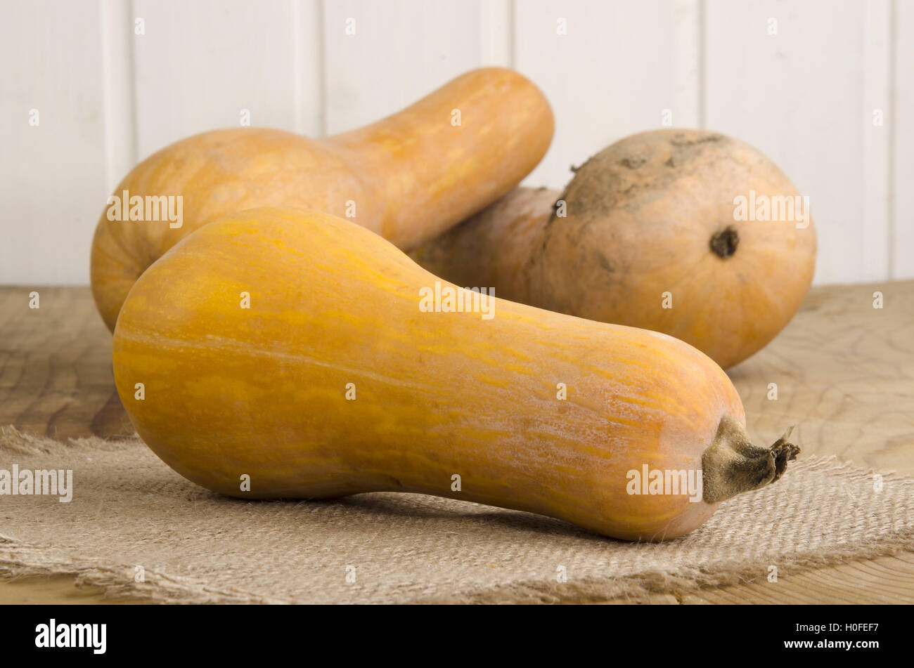 butternut pumpkins lying on a kitchen table Stock Photo - Alamy