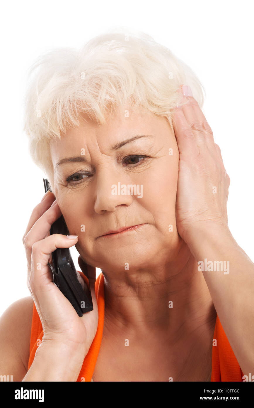 An old lady talking through phone Stock Photo - Alamy