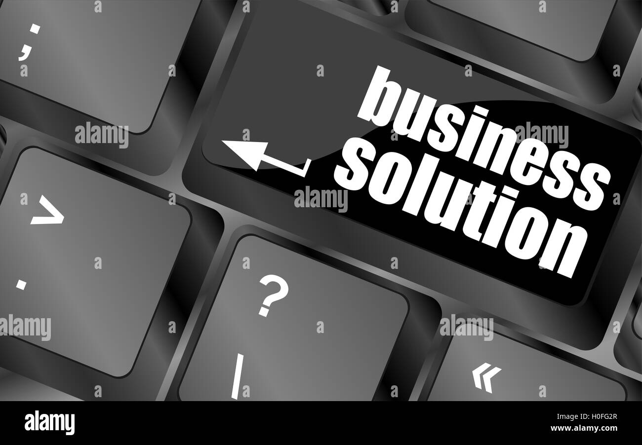Computer keyboard with business solution key. business concept Stock ...