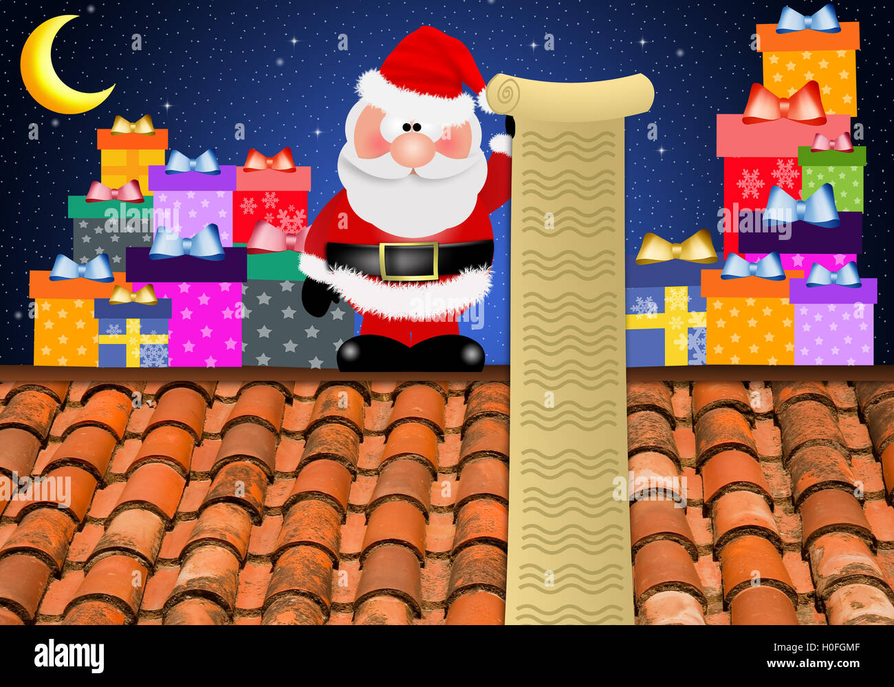 Santa claus reindeer on roof hi-res stock photography and images - Alamy