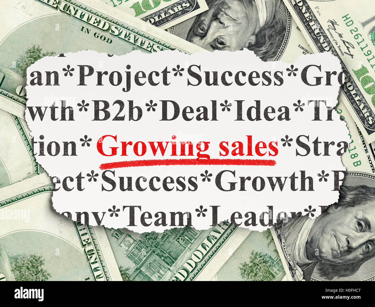 Finance concept: Growing Sales on Money background Stock Photo - Alamy