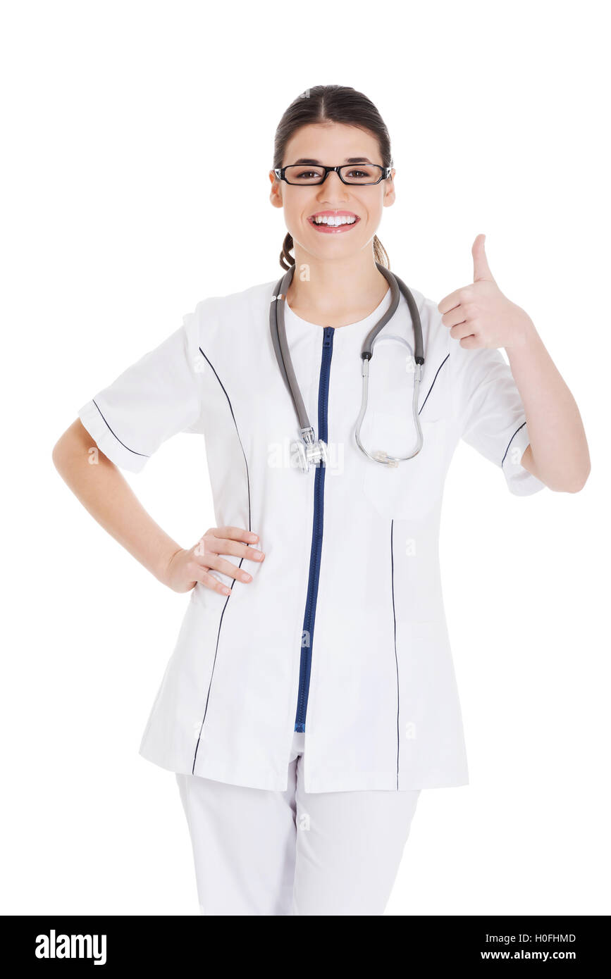 Young beautiful doctor, nurse with stethoscope Stock Photo - Alamy
