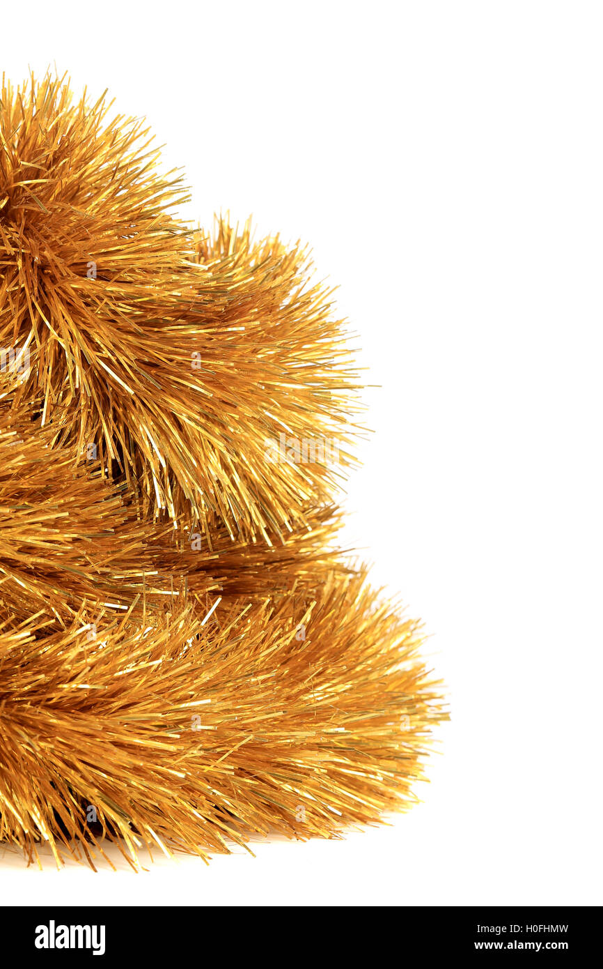 Bunch of christmas golden tinsel Stock Photo - Alamy
