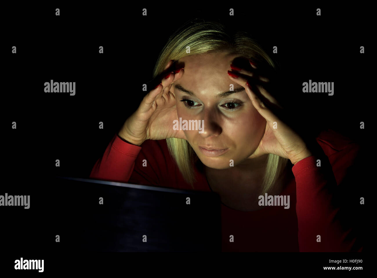 Woman working from home night hi-res stock photography and images - Alamy