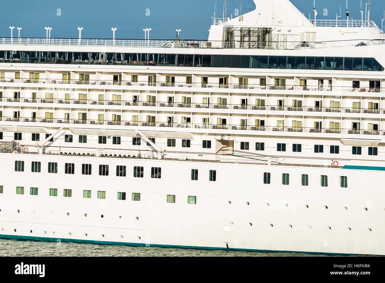 Cruise ship cabins in the port of Barcelona in Catalonia, Spain Stock ...