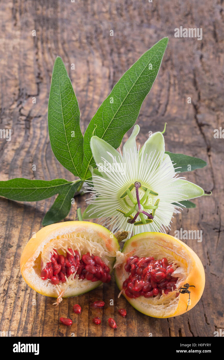 Flower and fruit Passionflower cut Herba Passiflora Stock Photo - Alamy