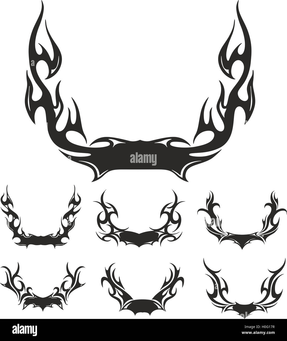 Set of flaming wreaths. Vector illustrations Stock Photo - Alamy