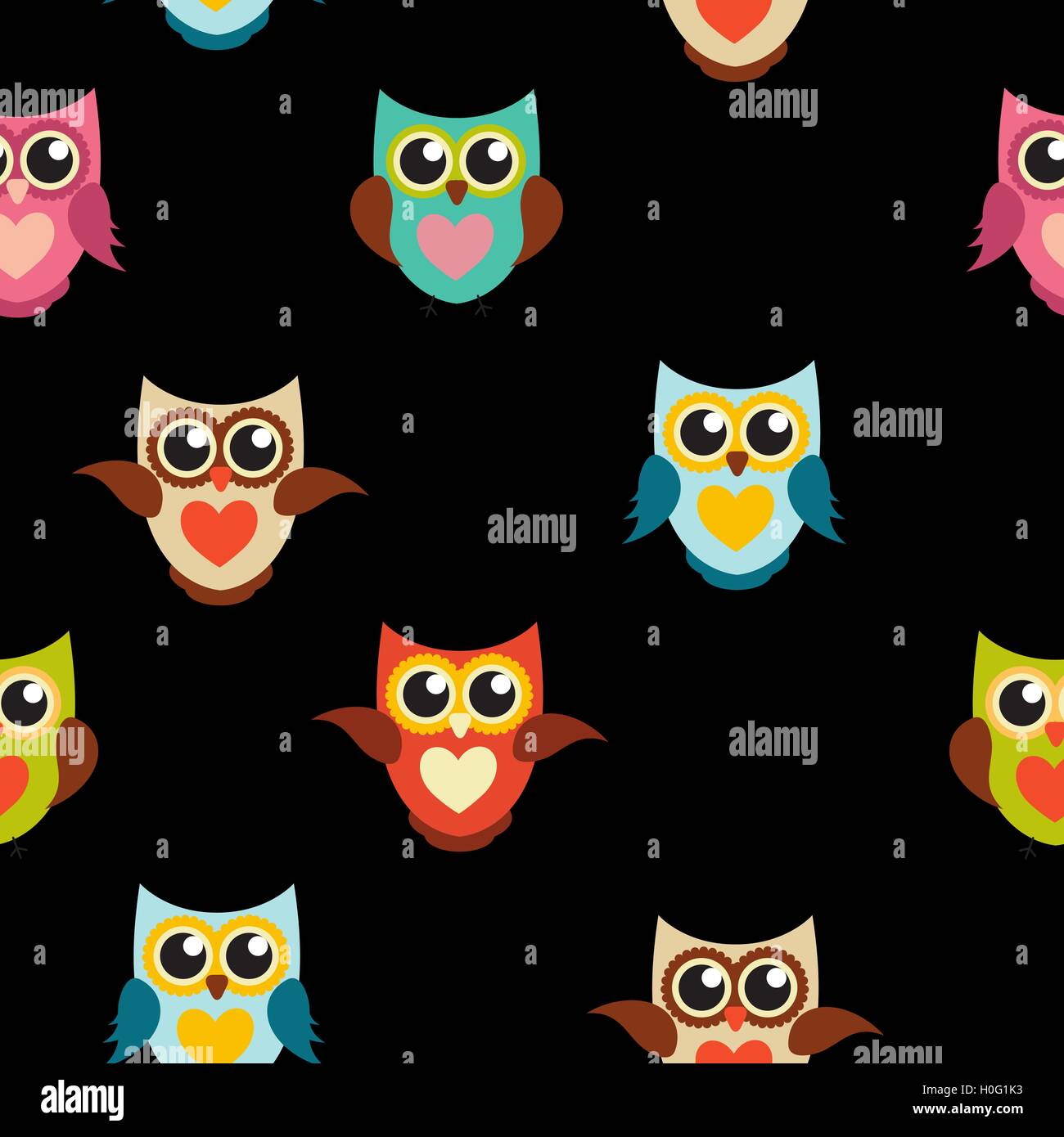 Cute Owl Seamless Pattern Background Vector Illustration Stock Vector ...