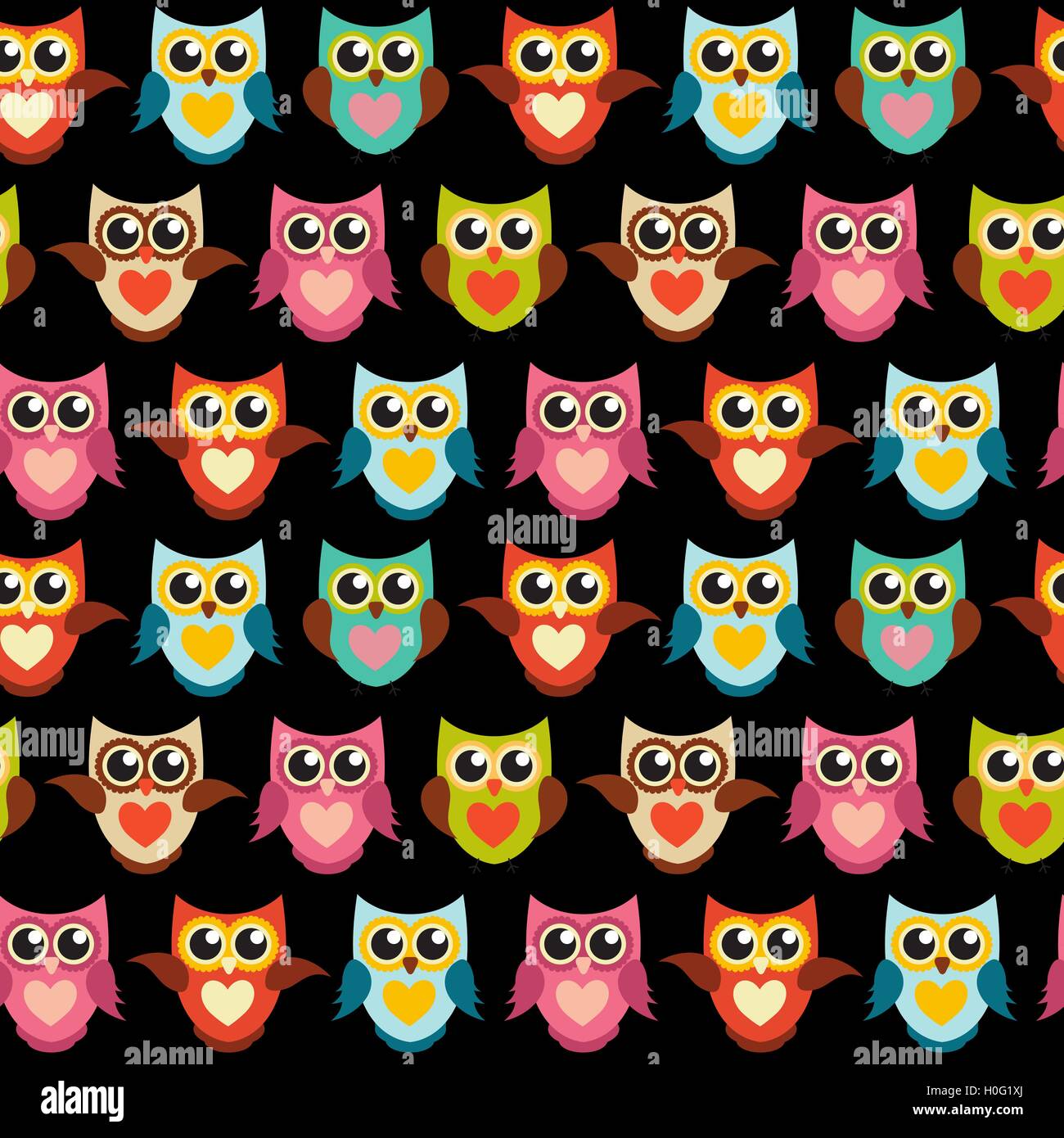 Cute Owl Seamless Pattern Background Vector Illustration Stock Vector ...
