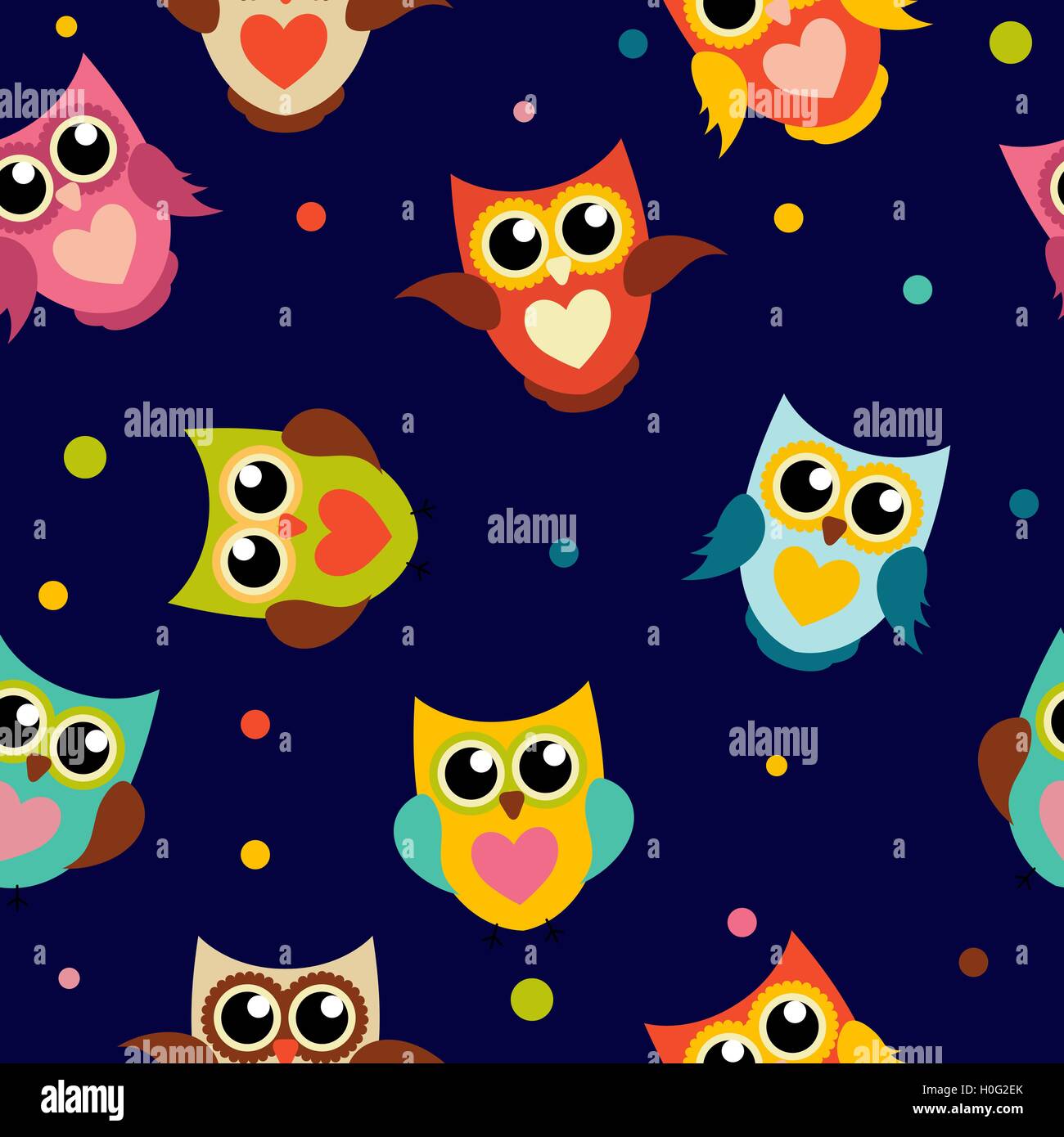 Cute Owl Seamless Pattern Background Vector Illustration Stock Vector ...