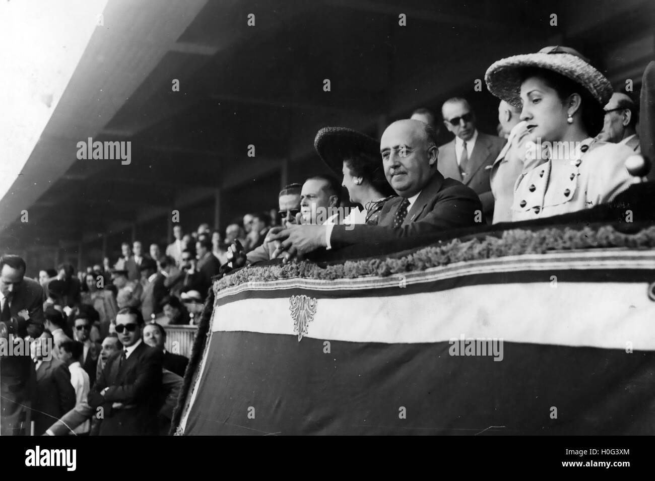 FRANCISCO FRANCO (1892-1975) Spanish Caudillo with wife Carmen in black ...