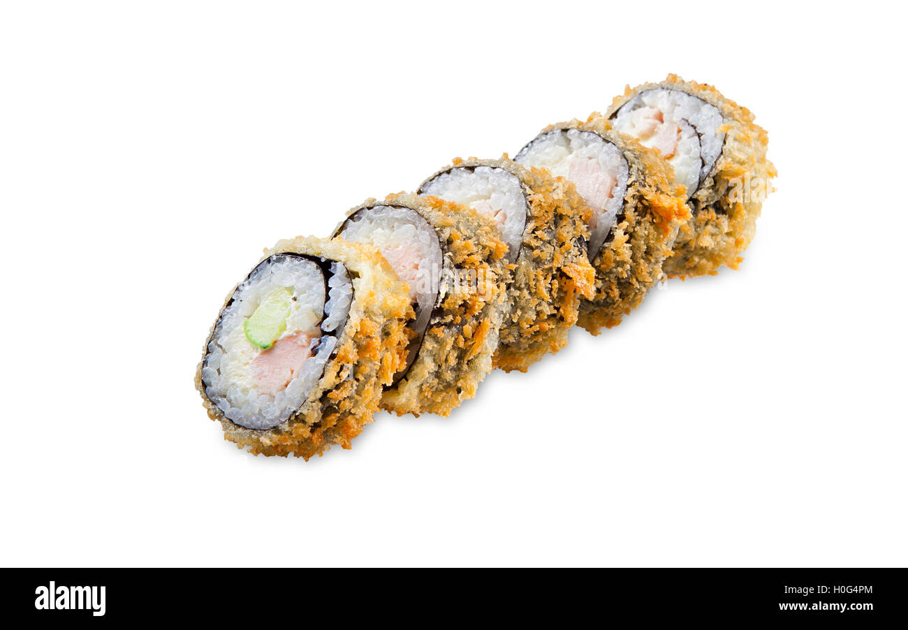 Straw roll sushi kimbap on white background Stock Photo - Alamy