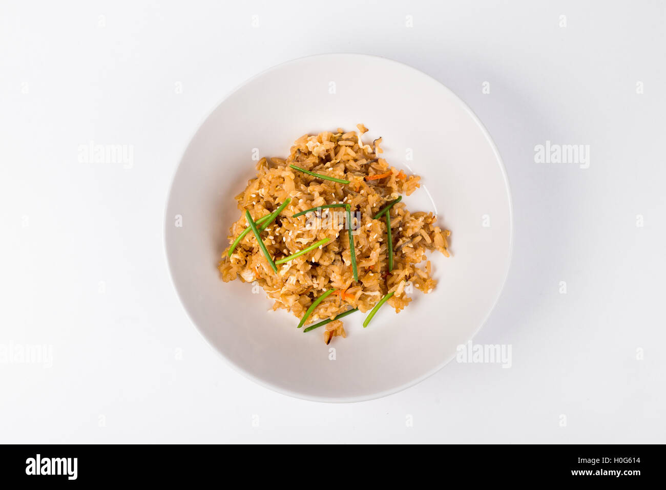 Hot Thai spicy fried rice on white plate background Stock Photo - Alamy