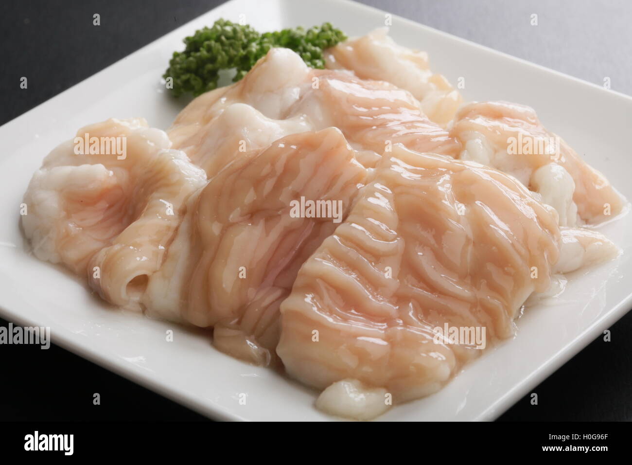 Fresh raw pig hormone stomach Intestine on white platter Stock Photo ...