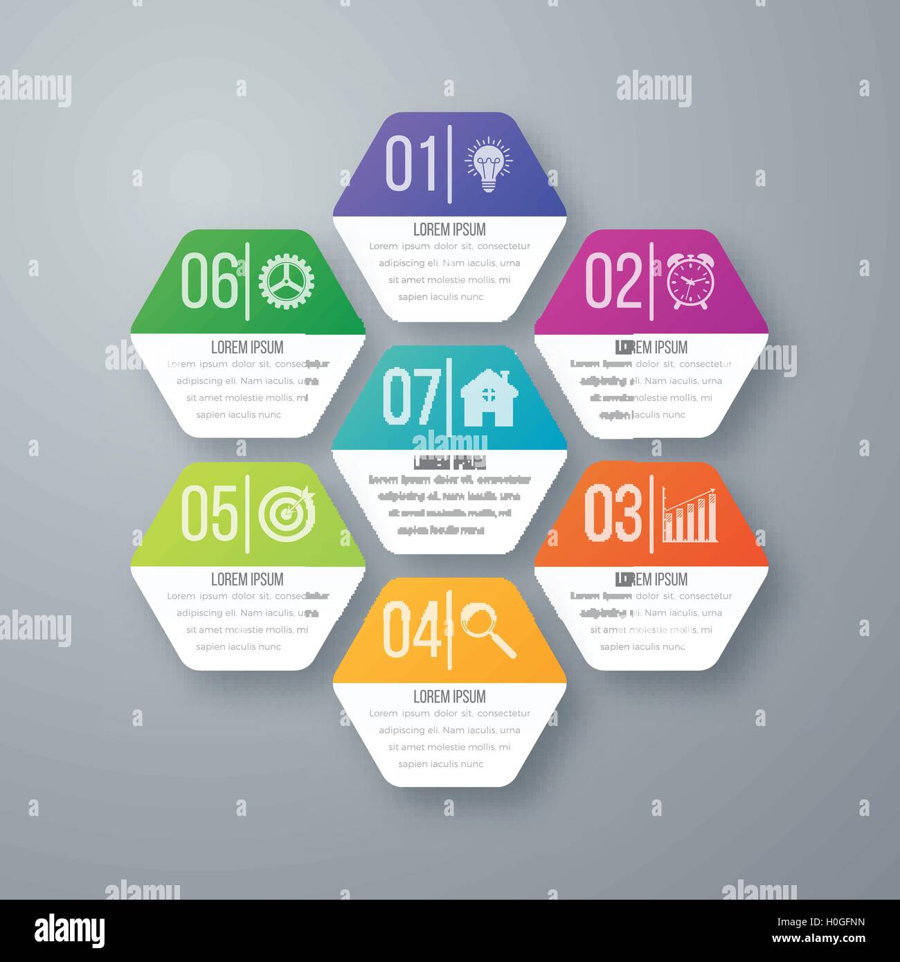 Vector illustration infographics seven hexagons Stock Vector Image ...