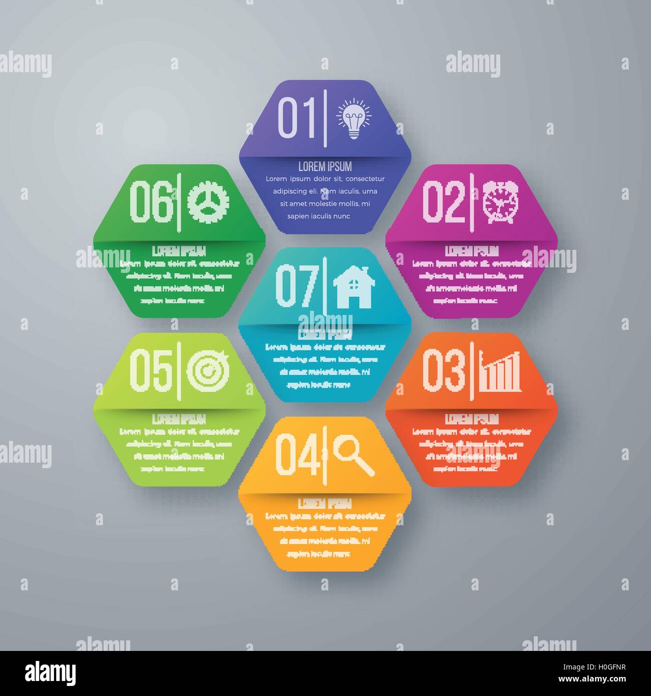 Vector illustration infographics seven hexagons Stock Vector Image ...