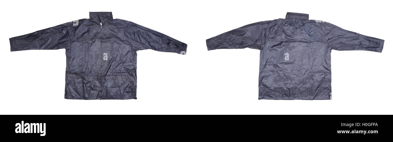 Blue working jacket front back Stock Photo - Alamy