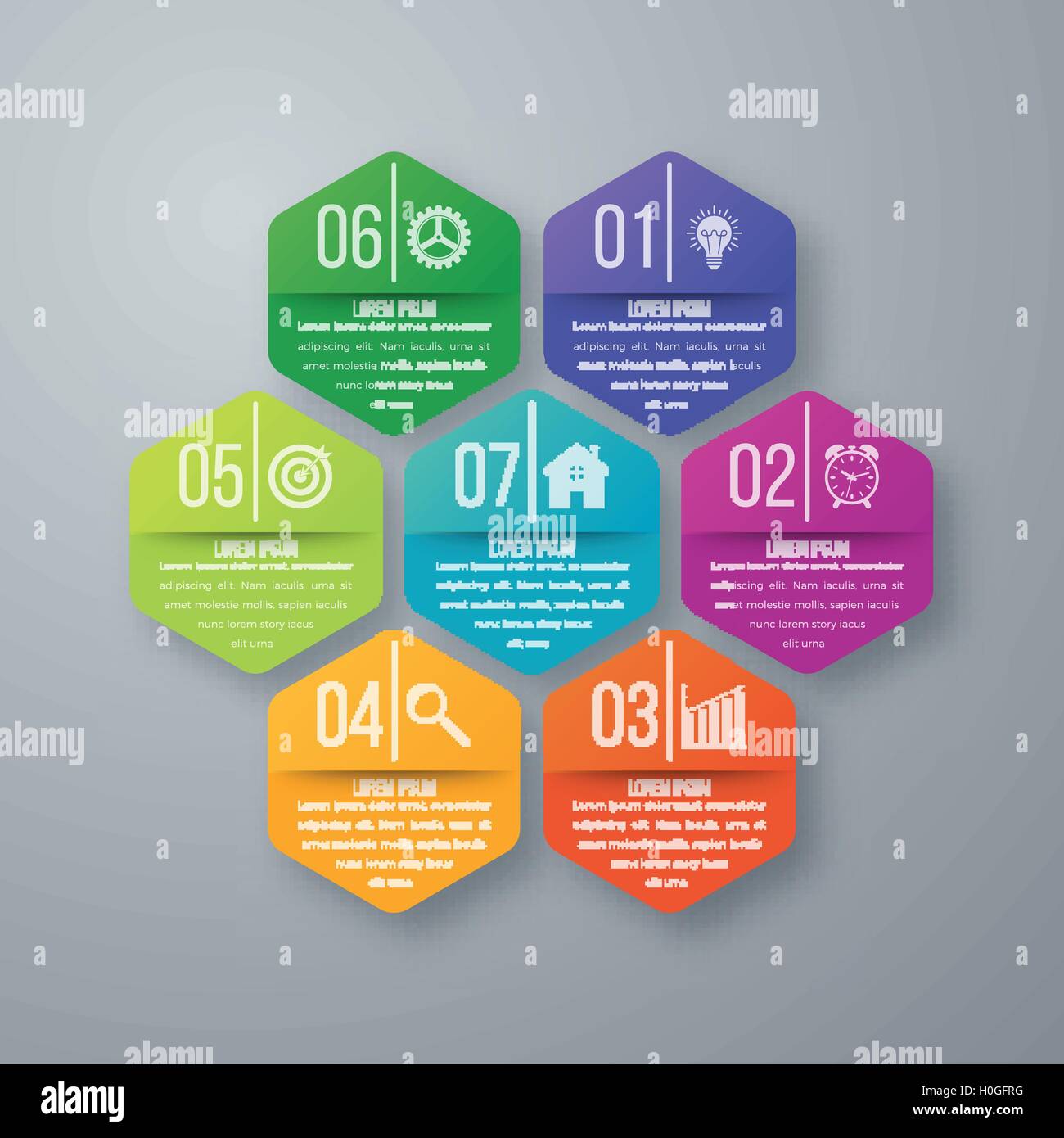 Vector illustration infographics seven hexagons Stock Vector Image ...