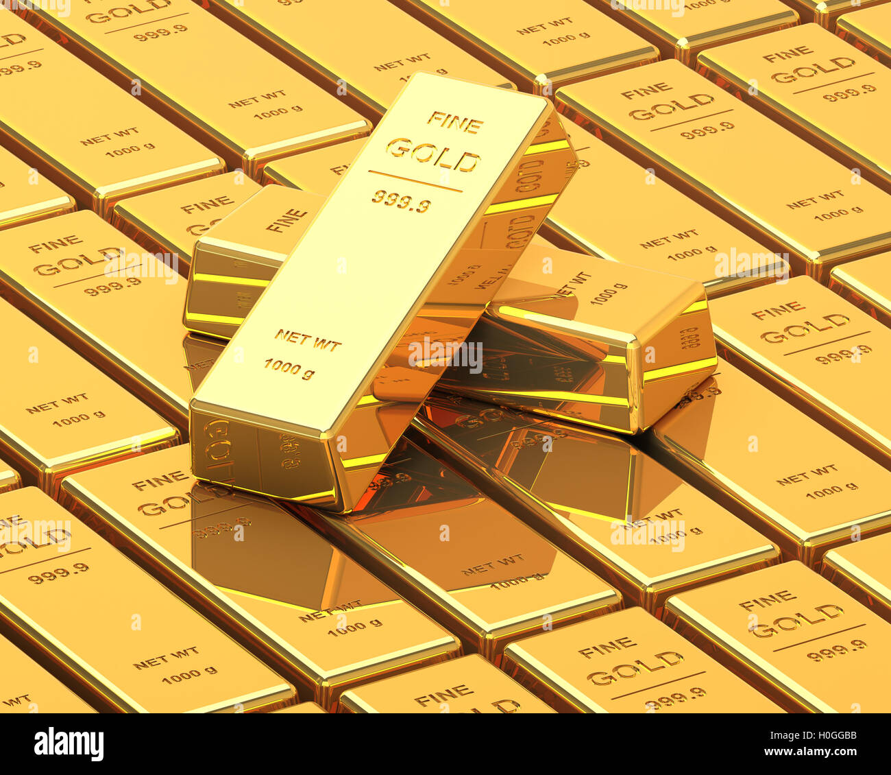 Big Set of Gold bars Stock Photo - Alamy