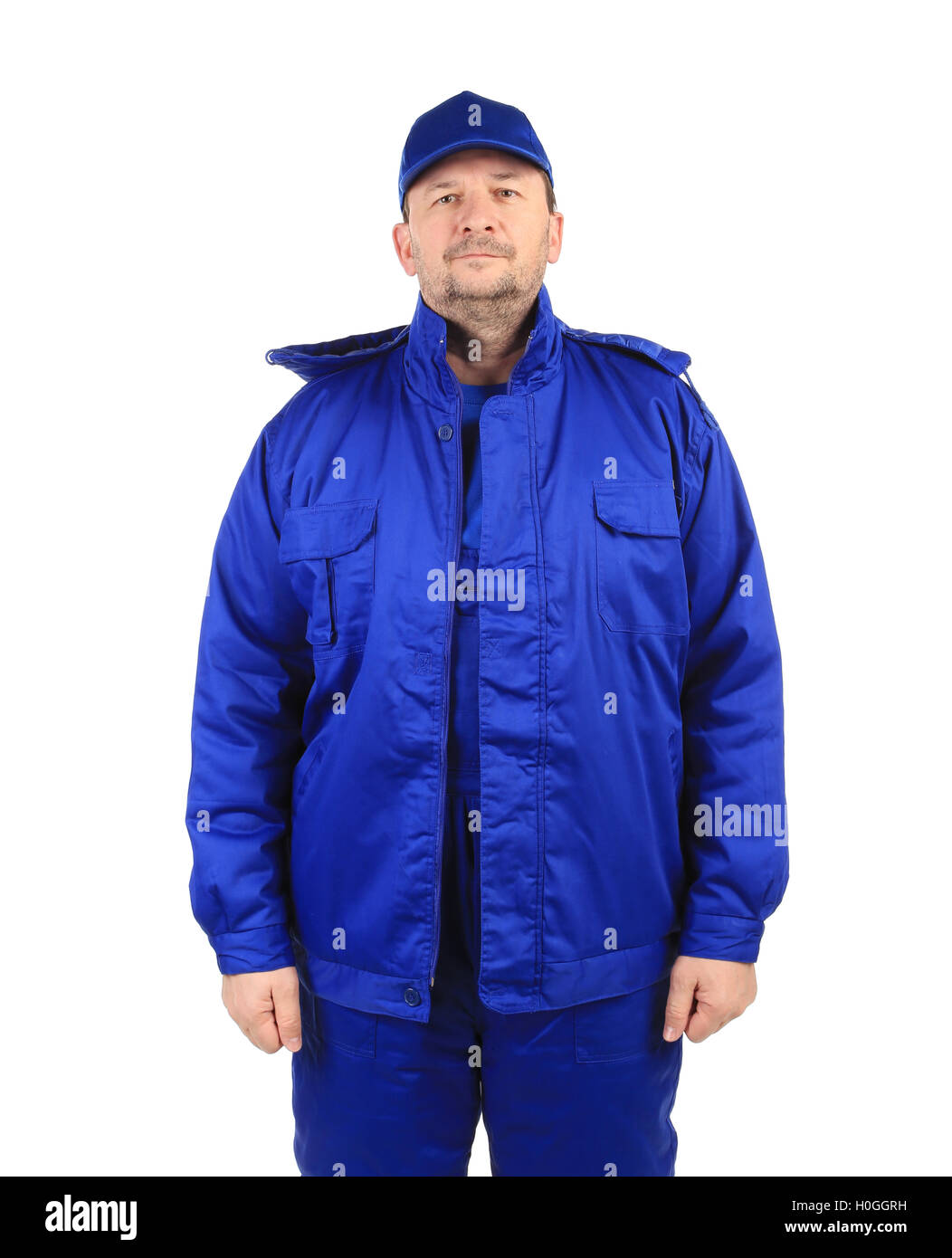 Worker in blue workwear Stock Photo - Alamy
