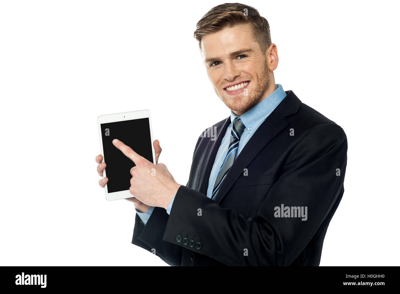 Chek out this new cool tablet device Stock Photo - Alamy