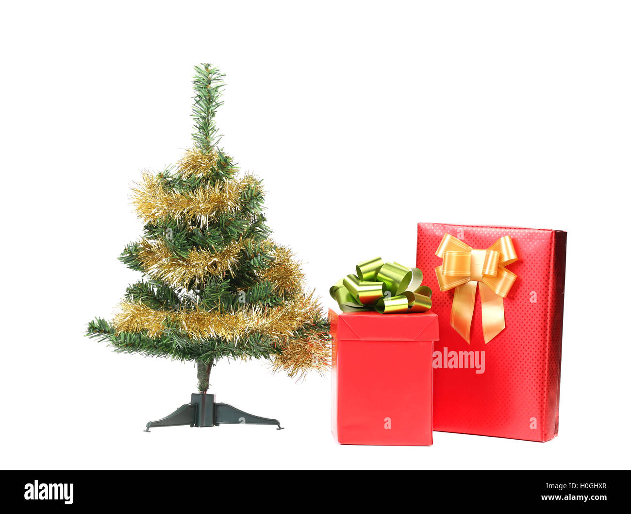 Christmas tree with two gift boxes Stock Photo - Alamy
