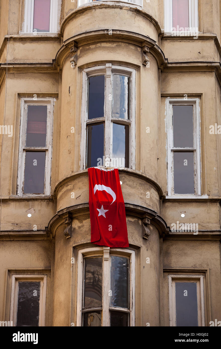 Turkish Flag Hung from Istanbul Window Stock Photo - Alamy