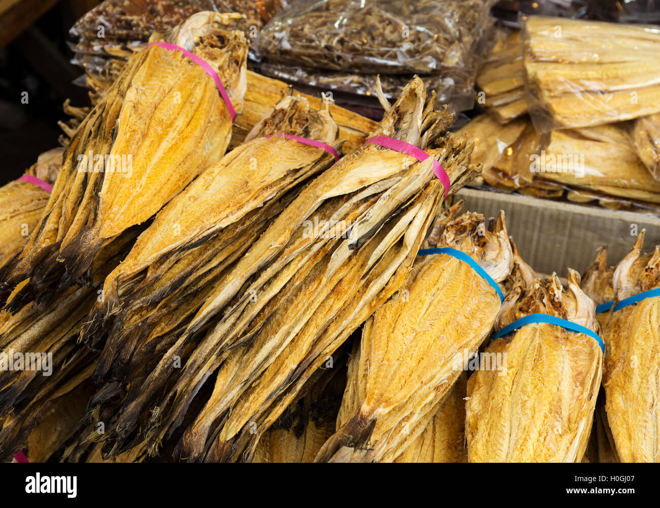 Traditional salty fish in market Stock Photo - Alamy
